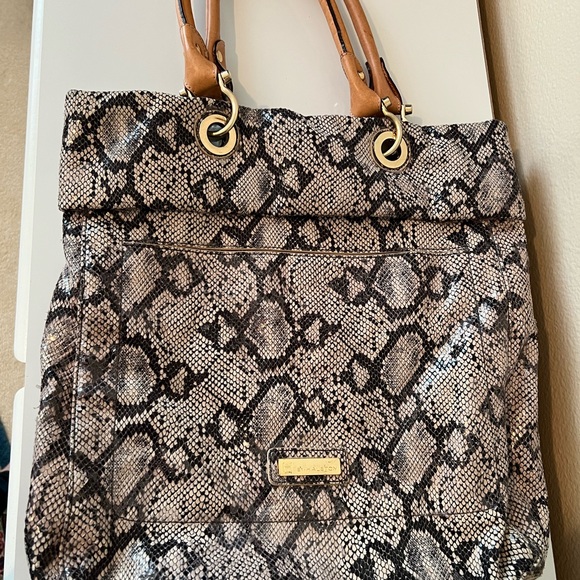 H by Halston | Bags | H By Halston Shimmery Snakeskin With Brown ...